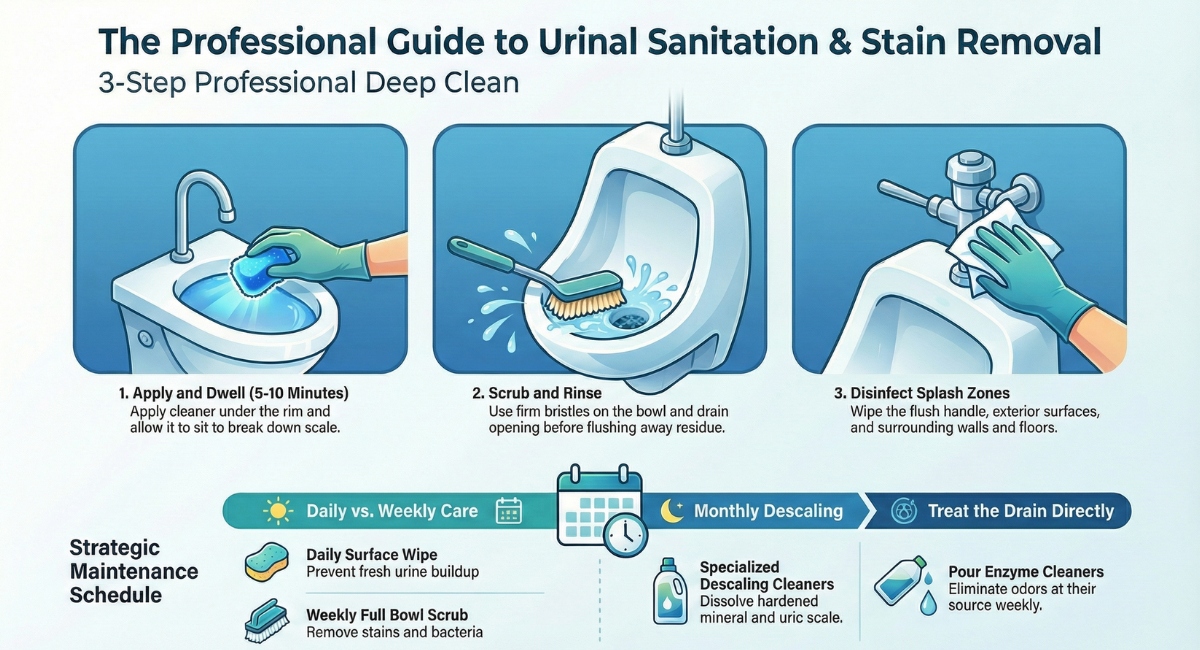 How to Clean a Urinal Toilet Properly, Remove Stains, Smell, and Bacte ...